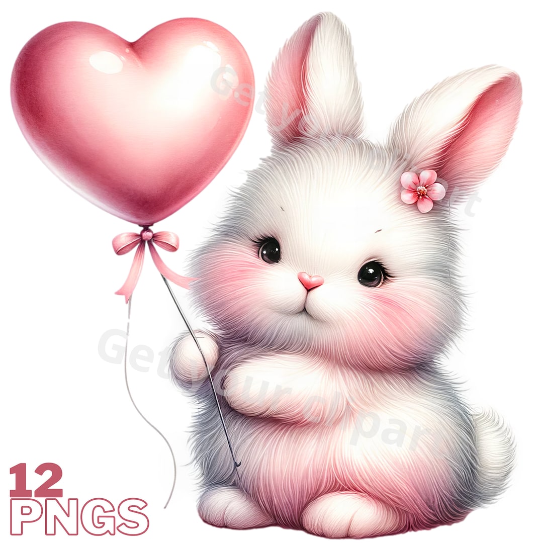 Valentines Bunny Clipart Bundle, Valentines Clipart, Valentines Png ...
