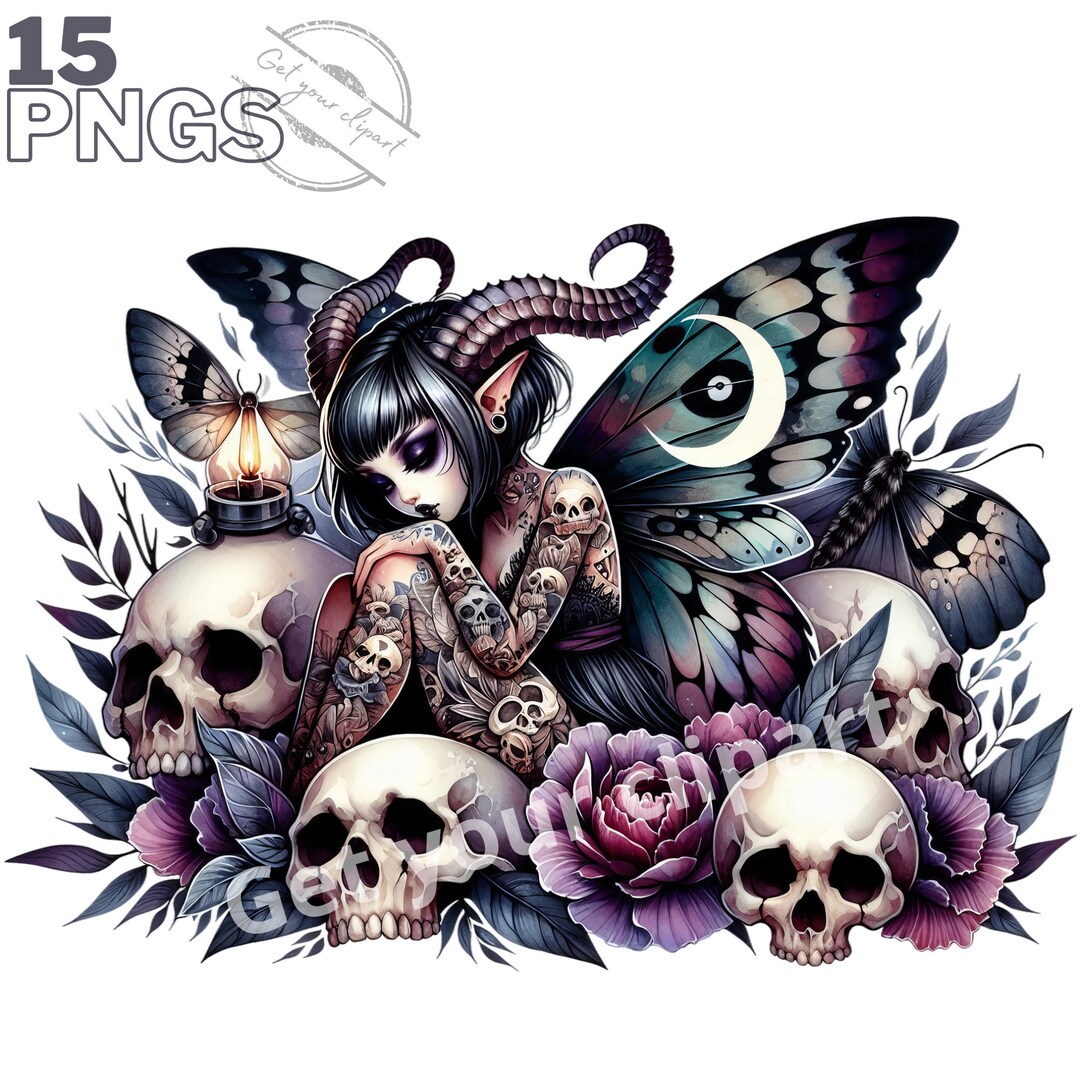 Dark Fairy Clipart Bundle, Fantasy Graphics, Fairy Graphics, Gothic Png ...