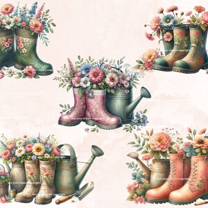 Garden Boots Clipart Bundle, Hello Spring Png Designs, Garden Clipart ...