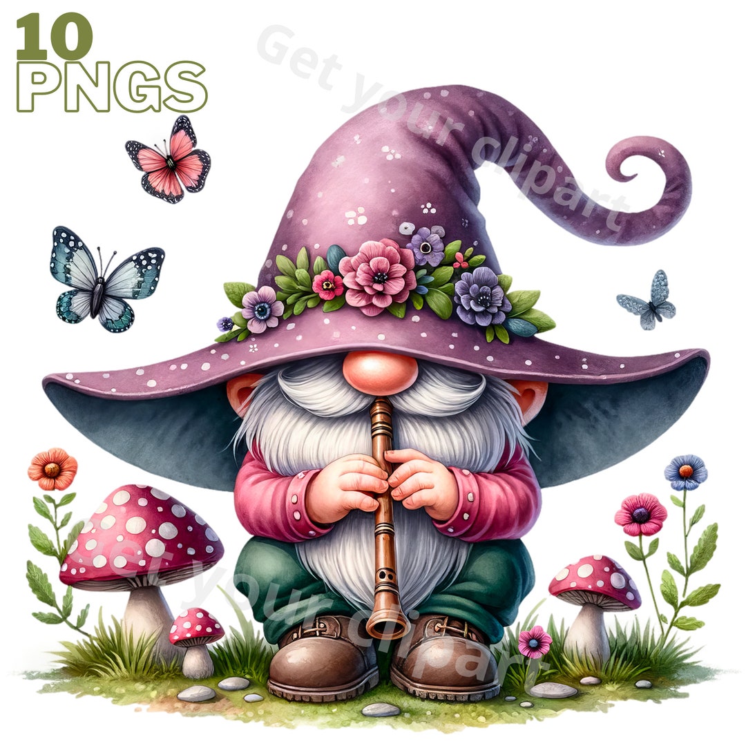 Garden Gnome Clipart Bundle, Garden Clipart, Spring Gnome Png Graphics ...