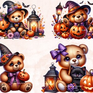 Halloween Teddy Bear Clipart Bundle, Halloween Graphics, Teddy Bear Png ...