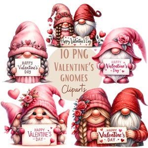 Valentines Gnome Couple Clipart Bundle, Valentines Clipart, Valentines ...