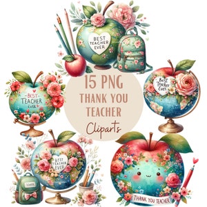 Thank You Teacher Clipart Bundle, Teacher Appreciation, Teacher Clipart ...