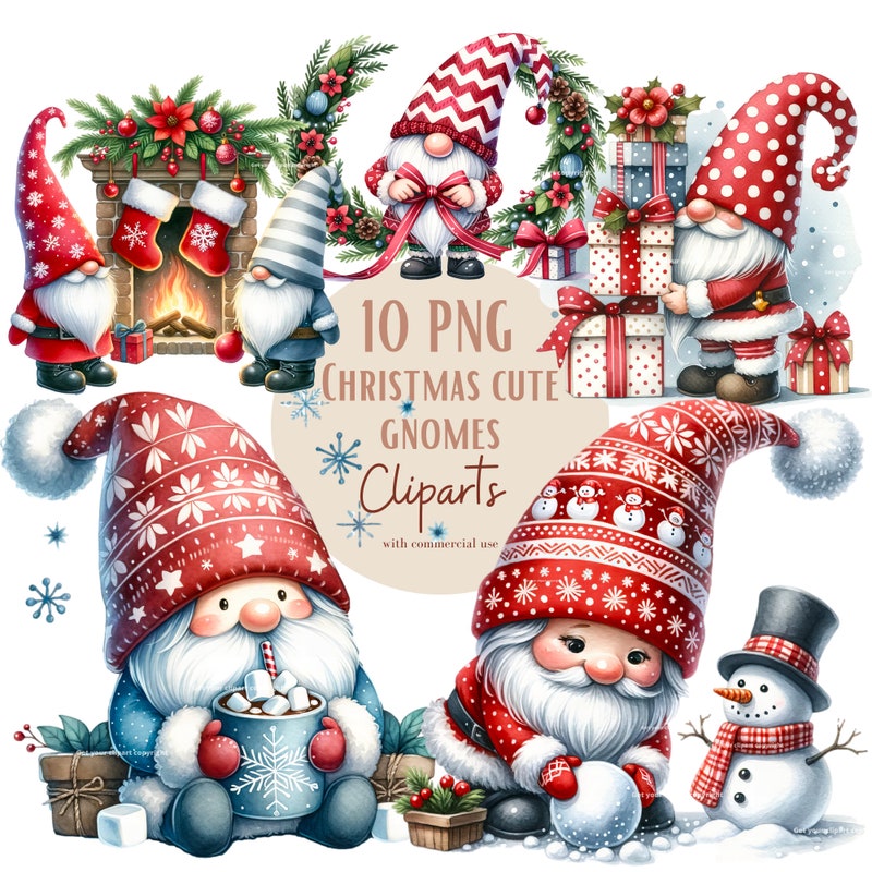 Christmas Gnome Clipart - Etsy