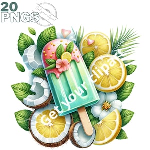 Summer Popsicle Clipart Bundle, Ice Cream Clipart , Ice Cream Pngs ...