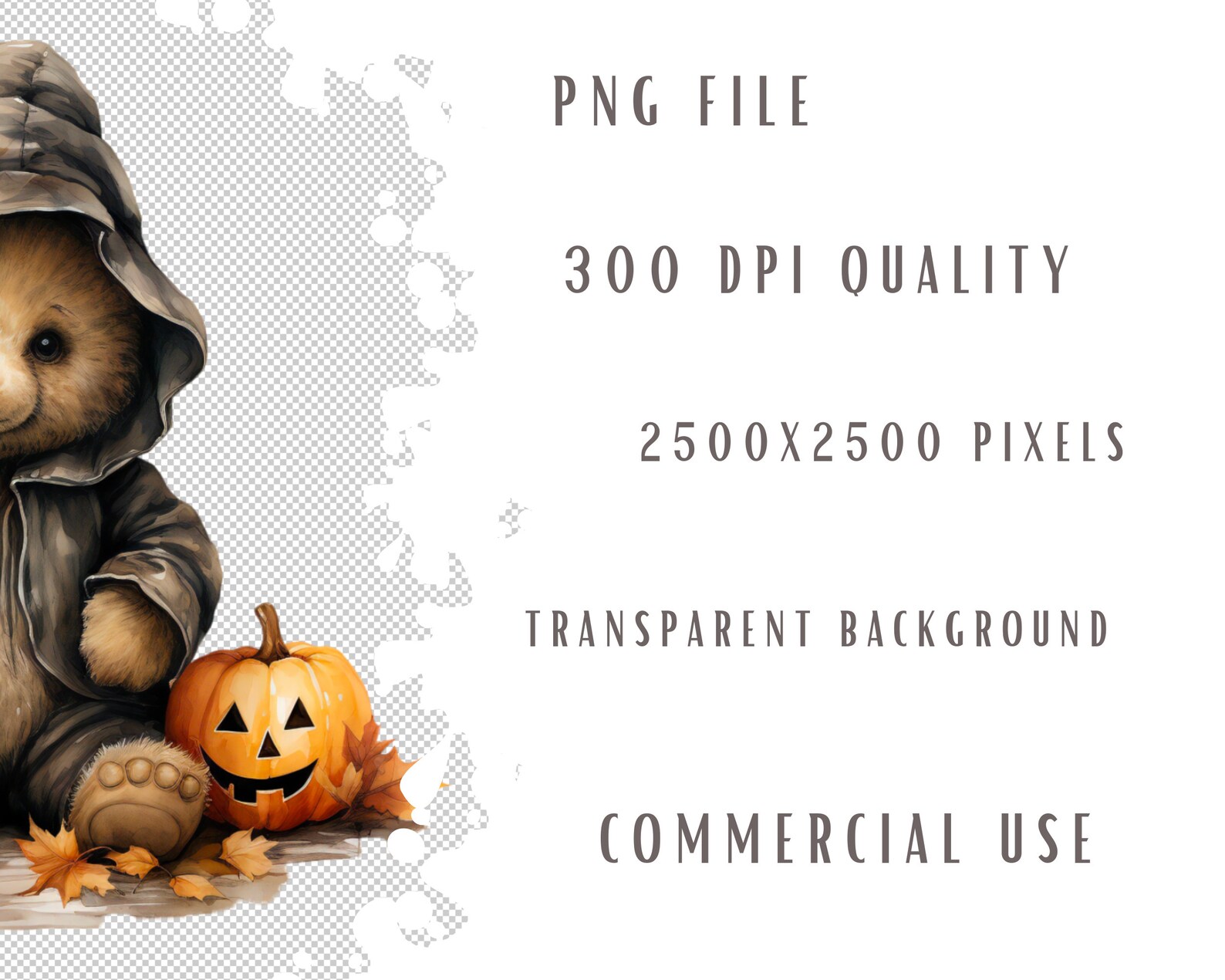 Halloween Teddy Bear Clipart Bundle, Cute Halloween Clipart, Fall ...