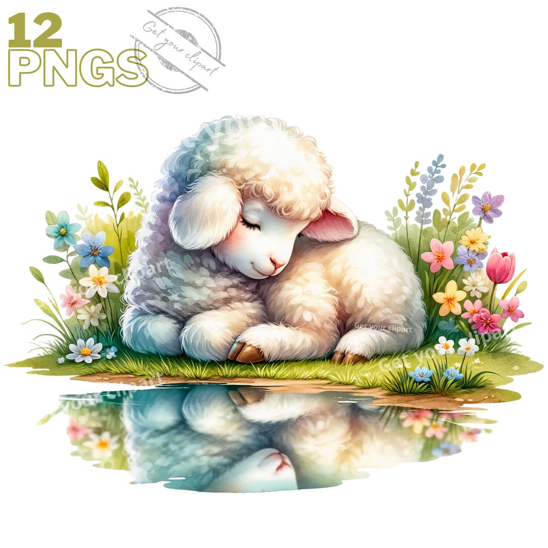 Spring Lamb Clipart Bundle, Easter Lamb Png Graphics, Easter ...
