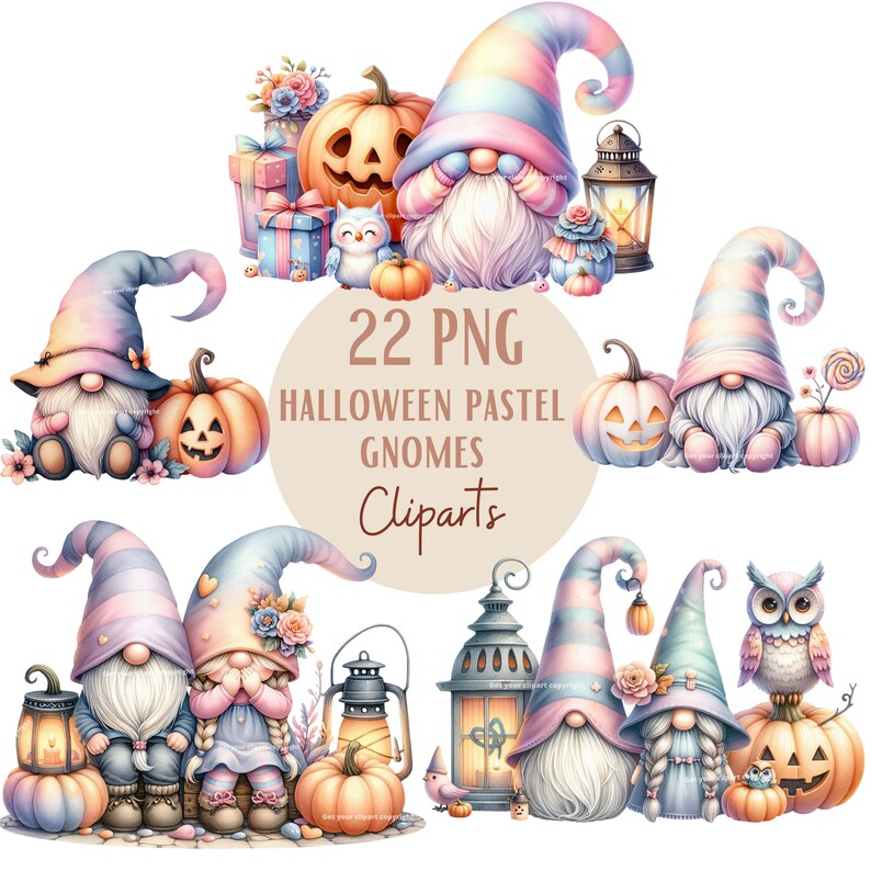 Halloween Gnomes Clipart Bundle, Halloween Clipart, Halloween Graphics ...