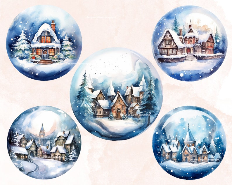 Winter Village Clipart Bundle Christmas Ornaments PNG - Etsy