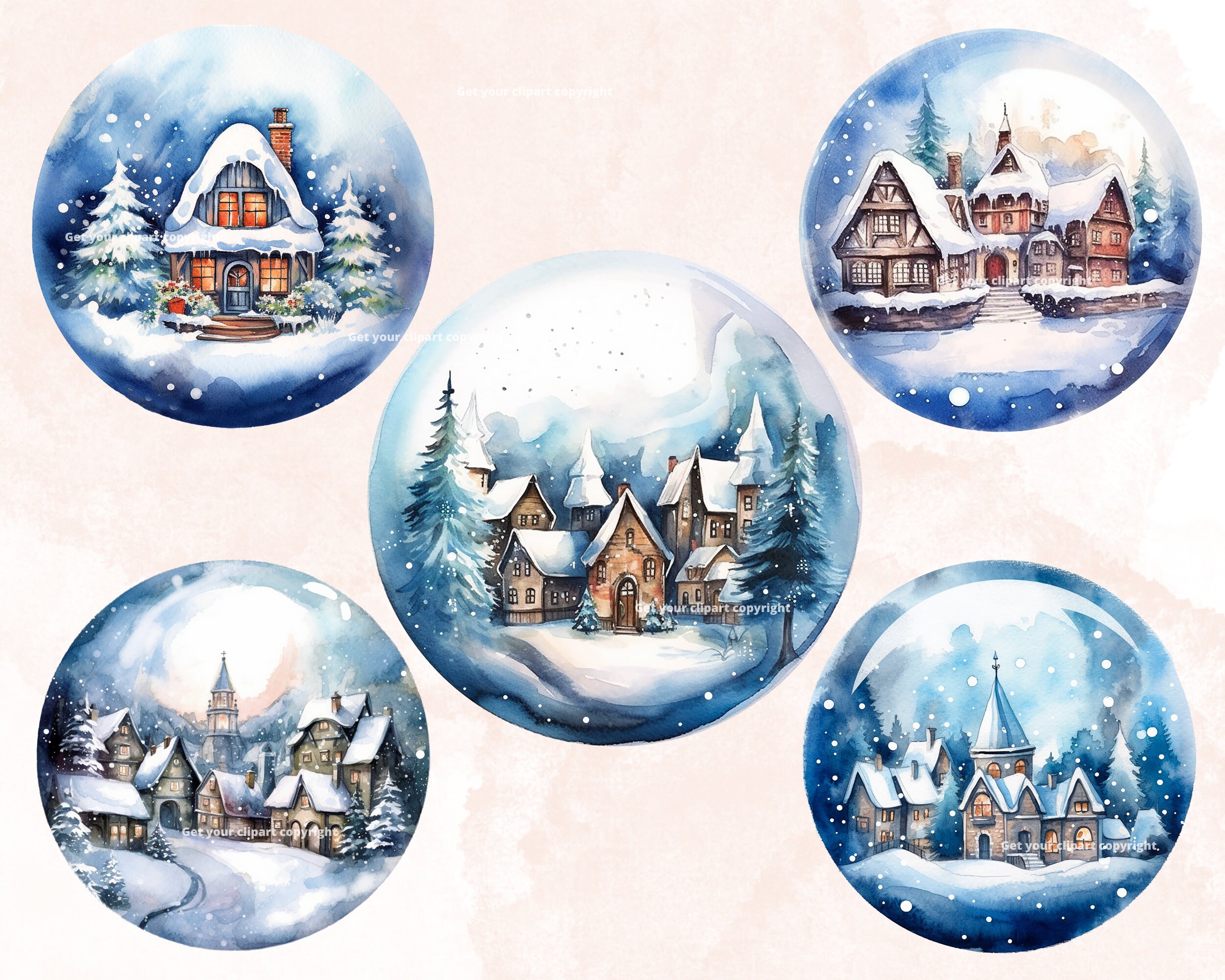 Winter Village Clipart Bundle Christmas Ornaments PNG - Etsy