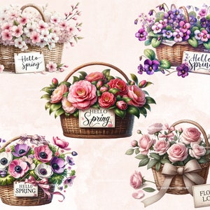 Spring Flowers Clipart Bundle, Watercolor Flowers Clipart, Spring Png ...