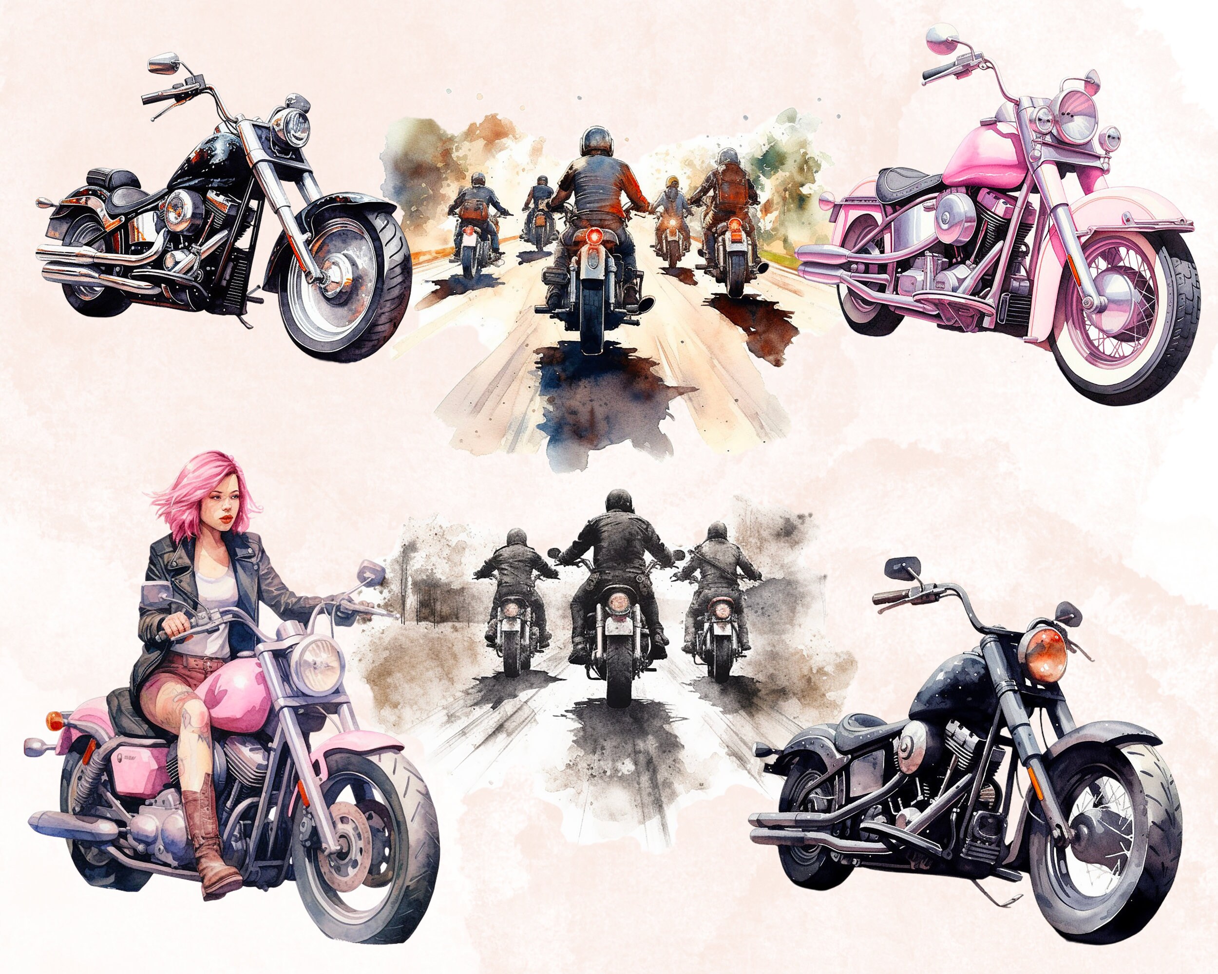 Watercolor Motorbike Clipart Motorcycle Art Clipart - Etsy