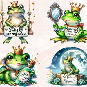 Prince Charming Frog Clipart Bundle, Frog PNG Graphics, Fairytale ...