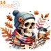 Fall Skeleton Clipart Bundle, Skeleton Drinking Coffee, Autumn Skeleton ...