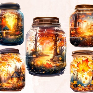 Autumn Jar Clipart Bundle, Mason Jar Png Graphics, Fall Designs, Fall ...