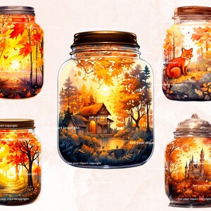 Autumn Jar Clipart Bundle, Mason Jar Png Graphics, Fall Designs, Fall ...
