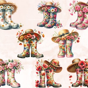 Garden Boots Clipart Bundle, Garden Png Designs, Gardening Clipart ...