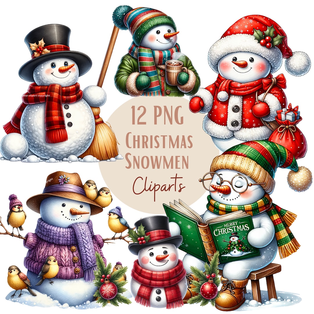 Snowman Png Clipart Bundle, Snowman Clipart Bundle, Winter Clipart Set ...