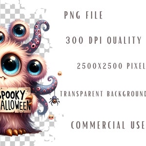 Cute Halloween Monster Clipart Bundle, Halloween Clipart, Halloween Png ...