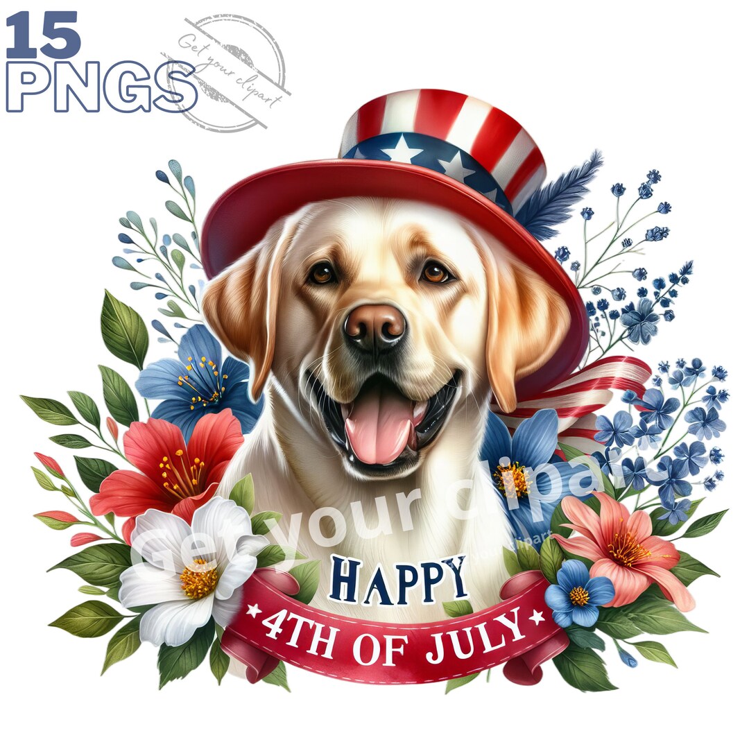 4th of July Labrador Clipart Bundle, Independence Day Clipart, 4th of ...
