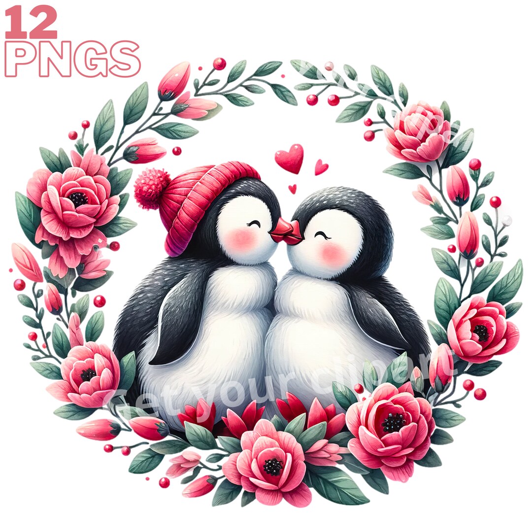 Valentines Penguins Clipart Bundle, Valentines Graphics, Valentines ...