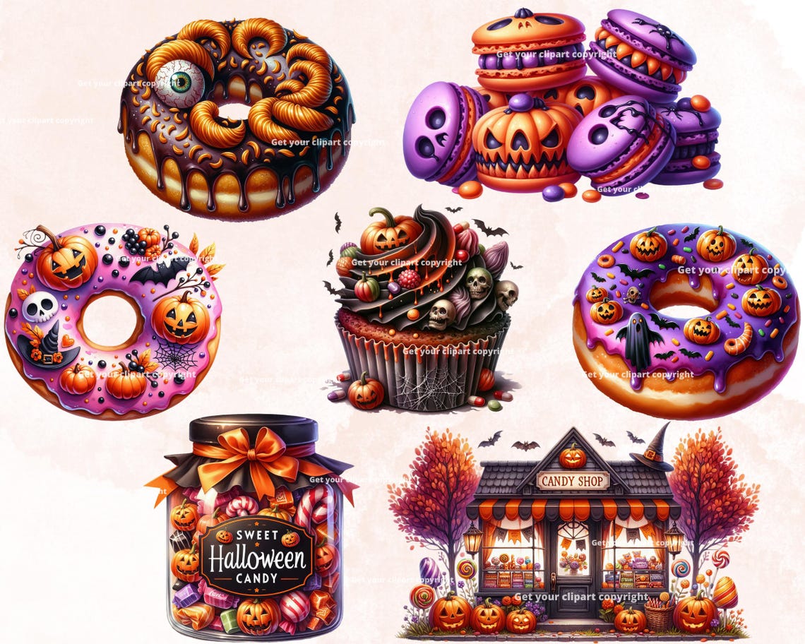Halloween Treats Clipart Bundle, Halloween Candies Png, Halloween ...