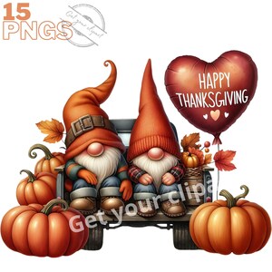 Thanksgiving Gnome Clipart Bundle, Thanksgiving Clipart, Autumn Gnome ...