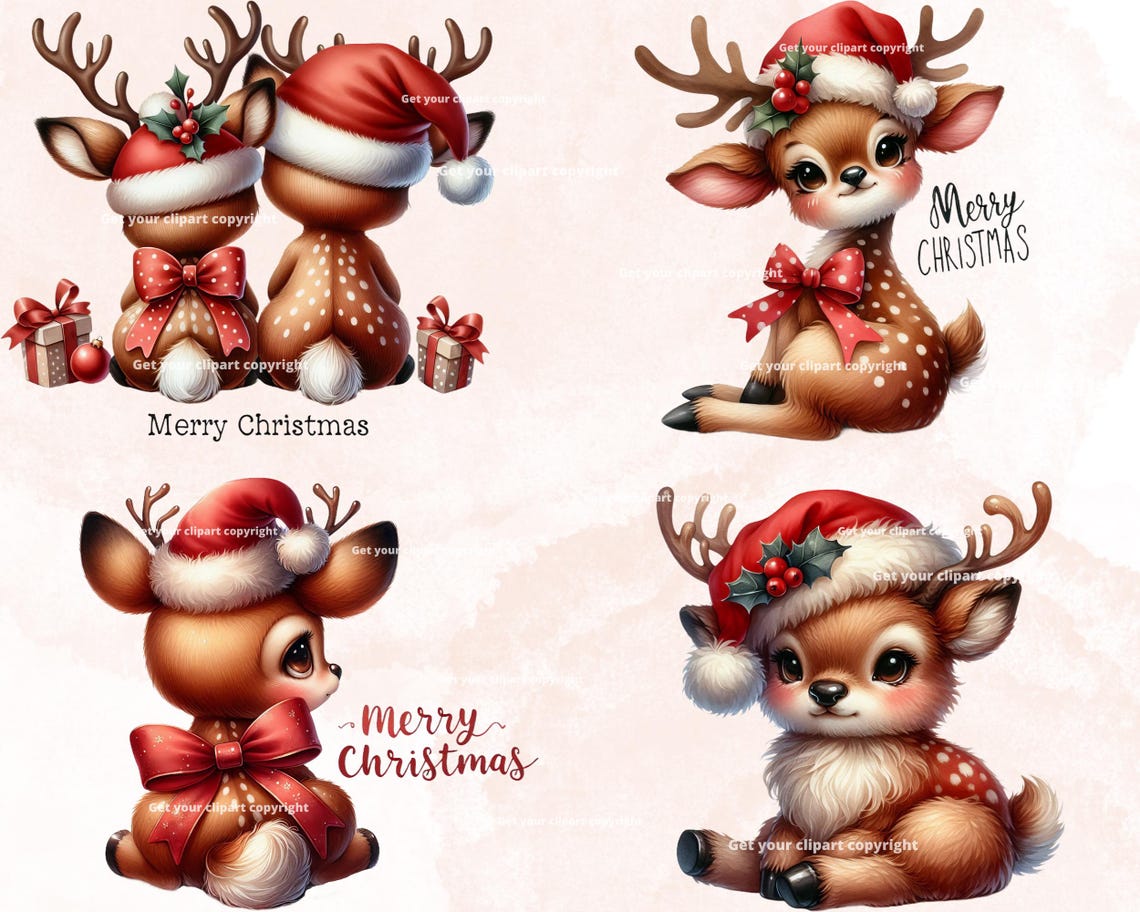 Christmas Reindeers Clipart Bundle, Christmas Sublimation File, Xmas ...