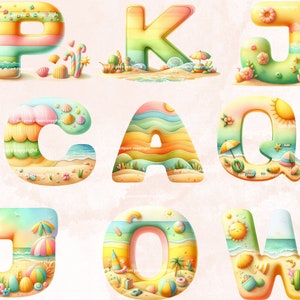 Summer Alphabet Clipart Bundle, Summer PNG Designs, Summer Clipart ...