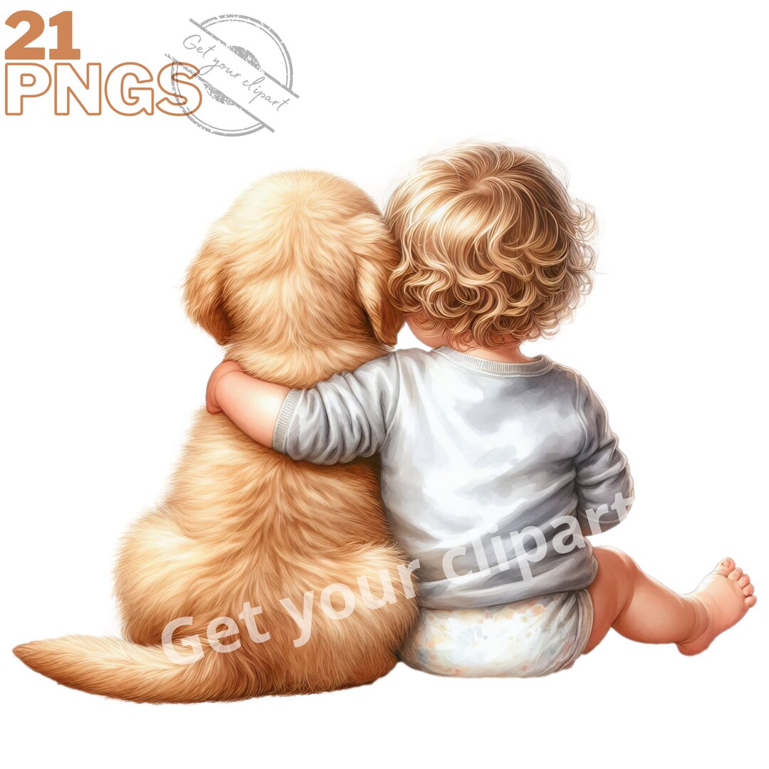 Best Friends Clipart Bundle, Dog and Baby Clipart, Dog Png Files, Dog ...