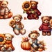 Fall Teddy Bear Clipart Bundle, Teddy Bear Clipart, Teddy Bear Png ...