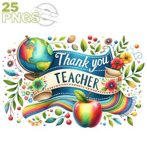 Thank You Teacher Clipart Bundle, Teacher Appreciation, Teacher Clipart ...