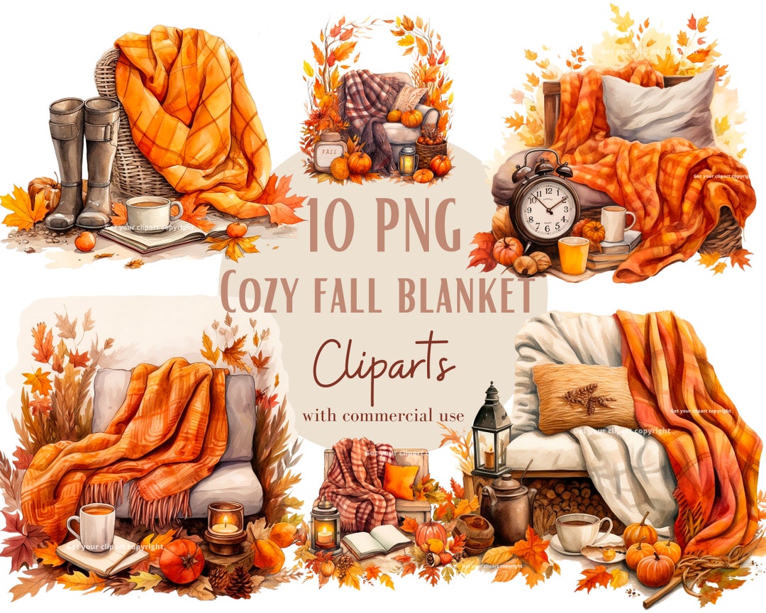 Cozy Fall Blanket Clipart Bundle, Hello Fall Png Designs, Set of 10 ...