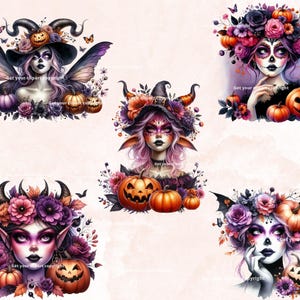 Halloween Fairy Clipart Bundle, Halloween Png Bundle, Fantasy Clipart ...