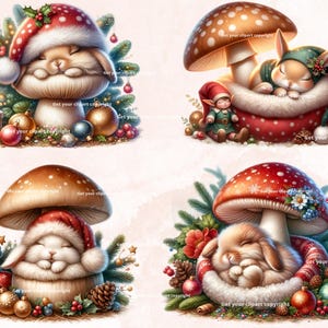 Christmas Bunny Clipart Bundle, Christmas Png Bundle, Fantasy Clipart ...