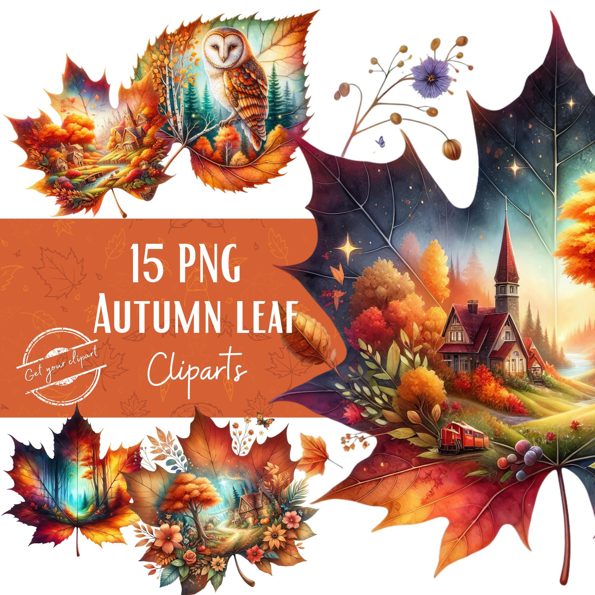 Autumn Leaf Clipart Bundle, Fall Clipart, Autumn Graphics, Fall ...
