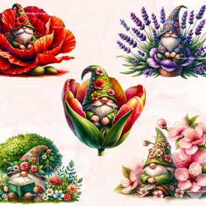 Garden Gnome Clipart Bundle, Garden Clipart, Spring Graphics, Spring ...