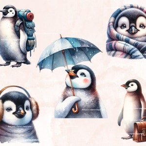 Penguins Clipart Bundle, Cute Penguins, Set of 10, Transparent ...