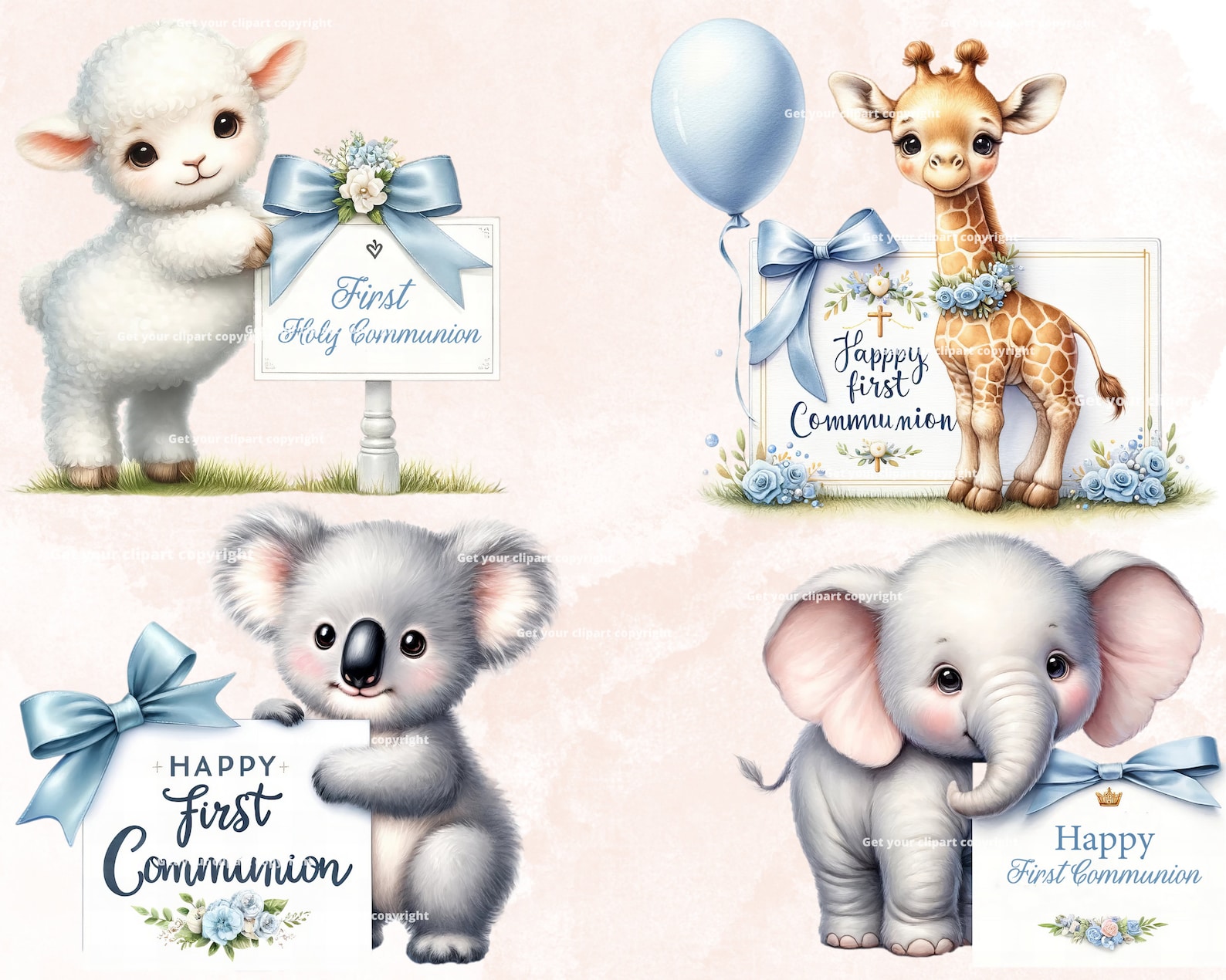 Happy First Communion Clipart Bundle, Communion Png Files, Boy ...