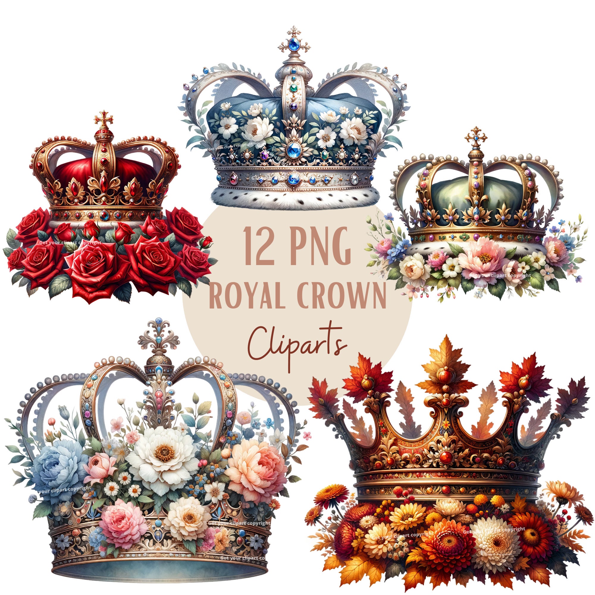 Royal Crown Clipart Bundle, Royal Graphics, Crown Png, With Transparent ...