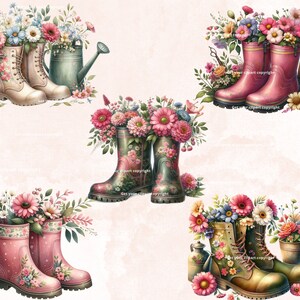 Garden Boots Clipart Bundle, Hello Spring Png Designs, Garden Clipart ...