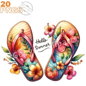 Summer Flip Flops Clipart Bundle, Summer Shoes, Beach Shoes Png, Summer ...