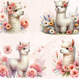 Cute Alpaca Clipart Bundle, Alpaca Png, Watercolor Alpaca Graphics ...