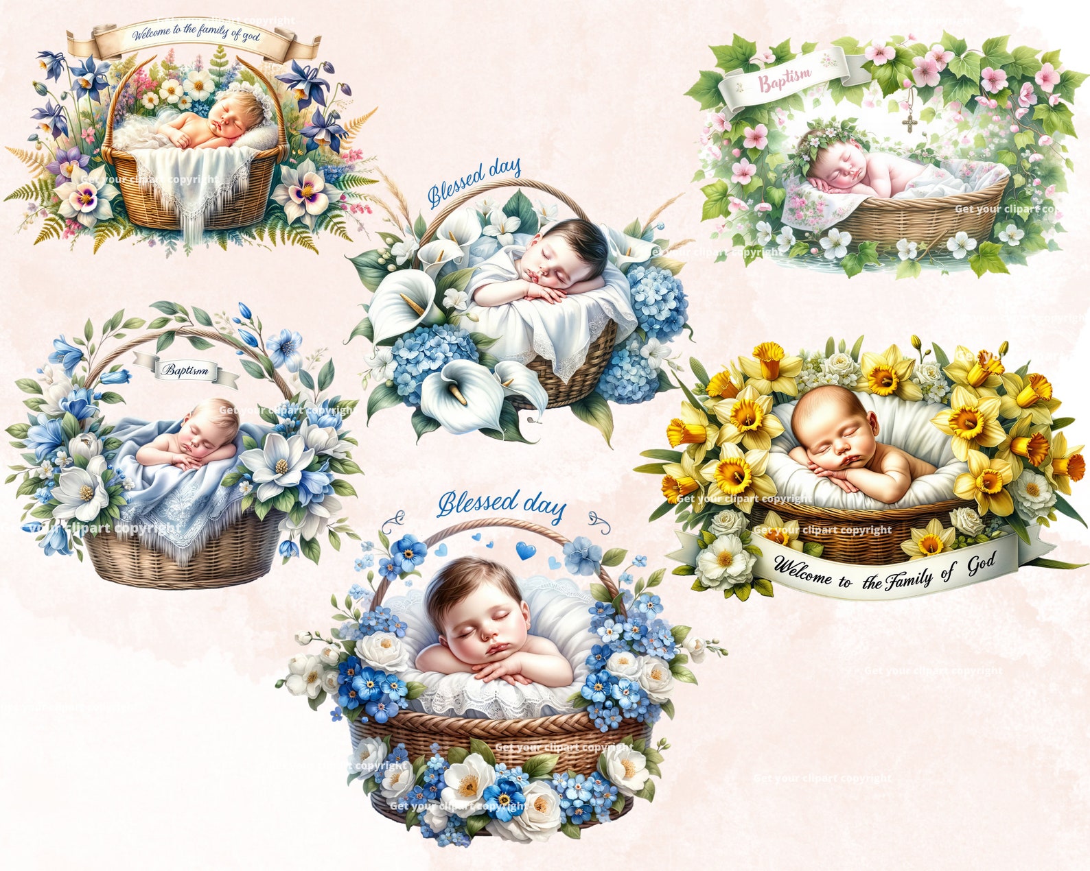 Baptism Day Cliparts Bundle, Baptism Png Files, Baby Baptism Png ...