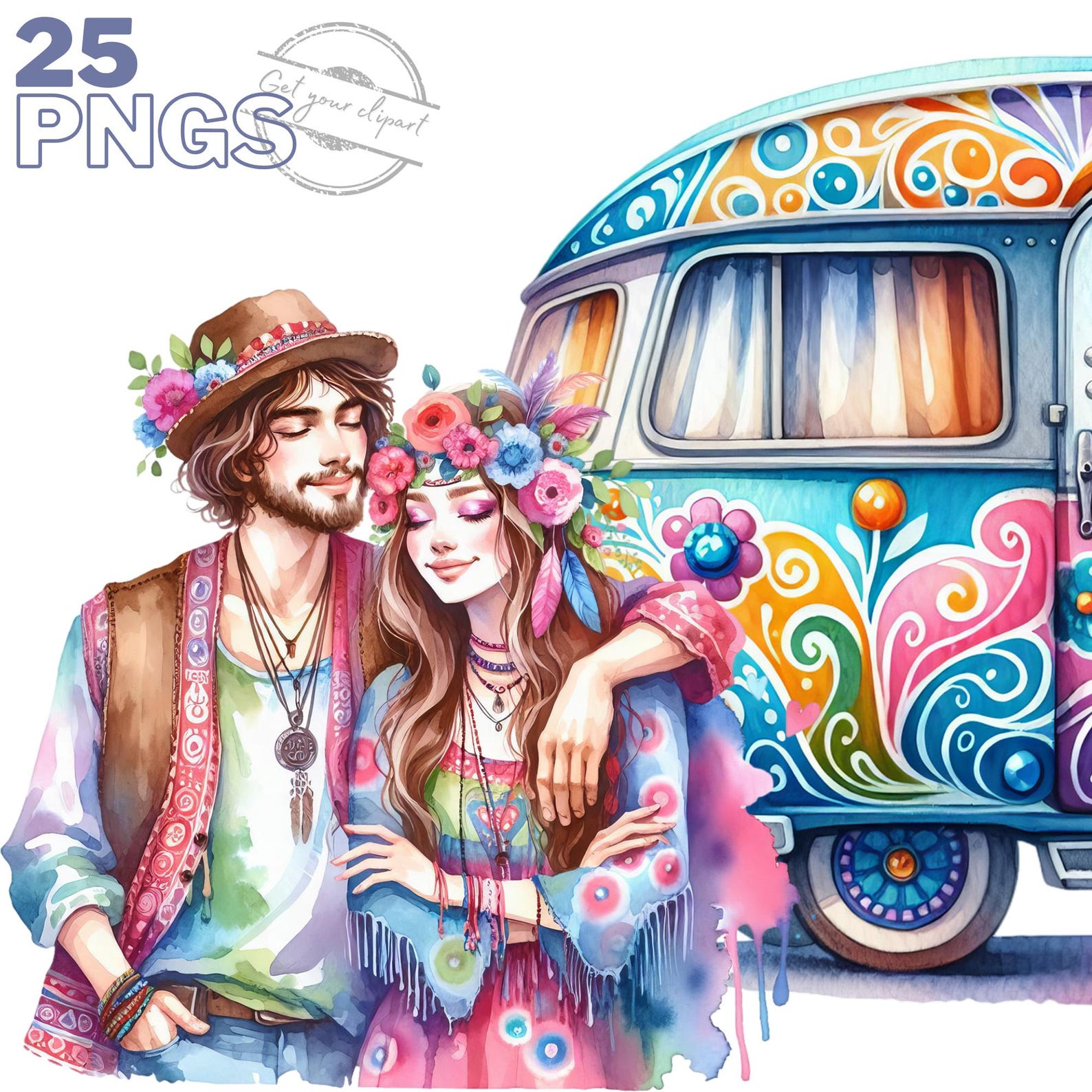 Hippie Png Designs, Hippie Soul Png Graphics, Groovy Png Cliparts ...