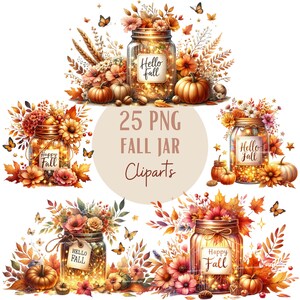 Autumn Jar Clipart Bundle, Fall Clipart, Autumn Graphics, Fall ...