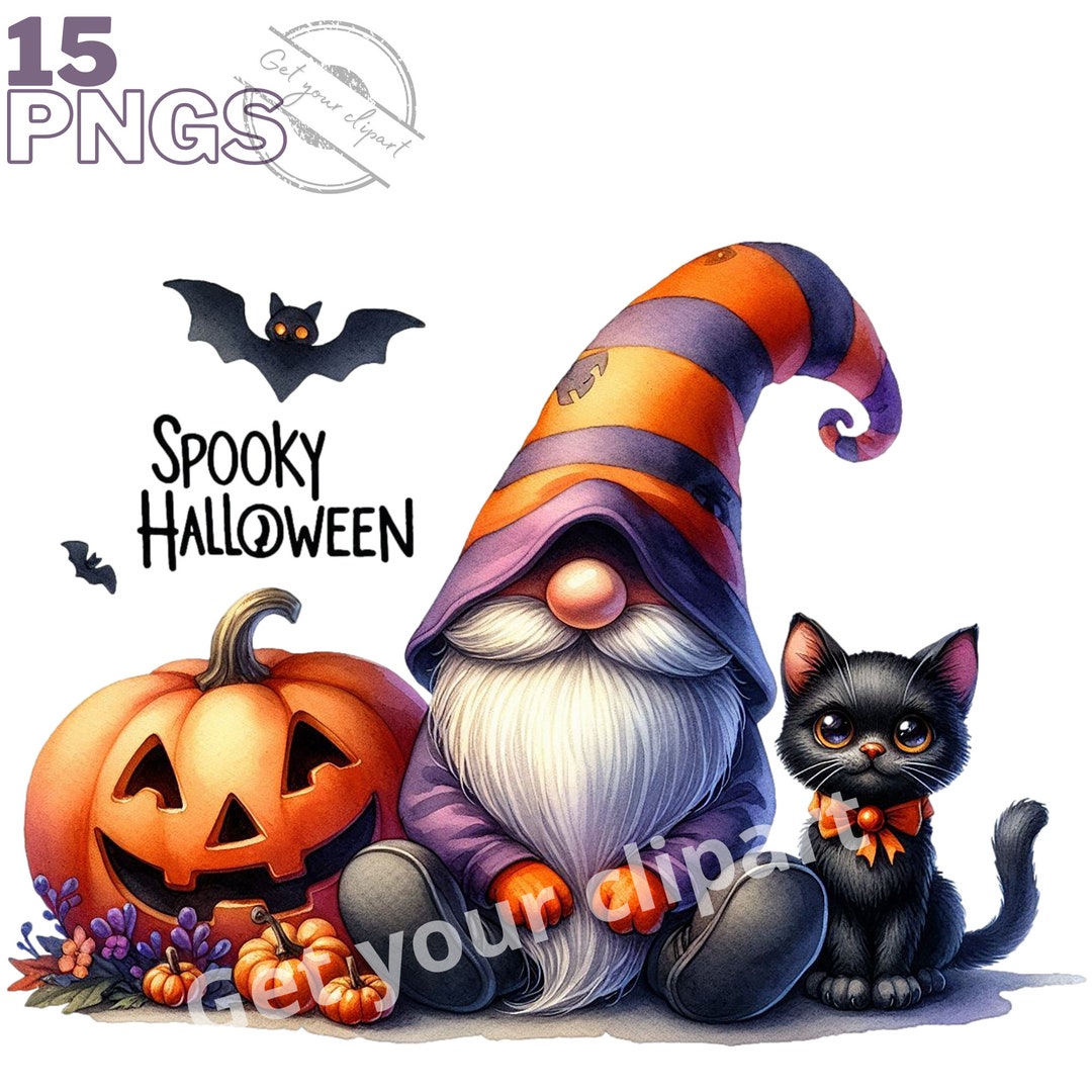 Spooky Halloween Gnome Clipart Bundle, Halloween Clipart, Halloween Png ...