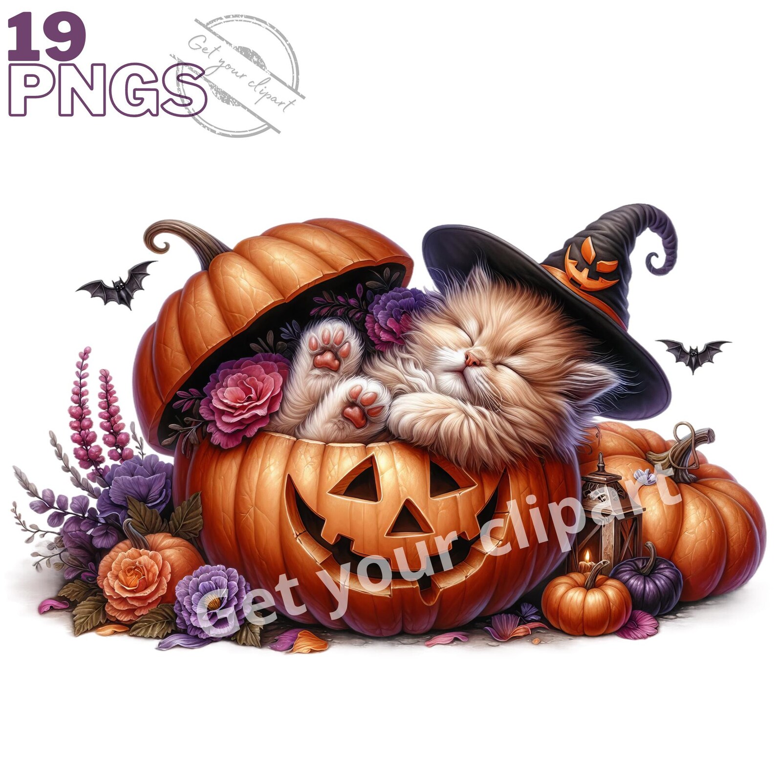 Halloween Cat Clipart Bundle, Halloween Clipart, Halloween Png Graphics ...