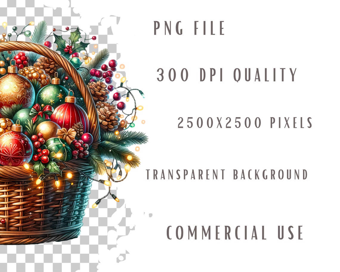 Christmas Gift Basket Cliparts Bundle, Graphics for Christmas Ornaments ...