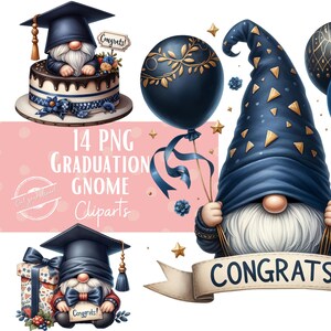 Graduation Gnome Clipart Bundle, Last Day of School Png, Graduation Png ...